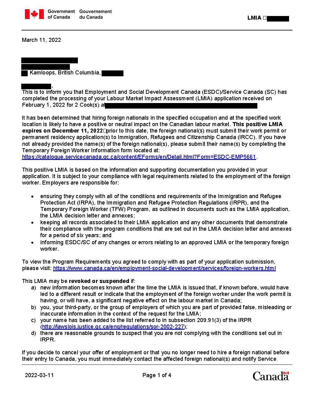 LMIA Approvals for a new Mexican Restaurant in Kamloops, BC! - Premier Immigration Services